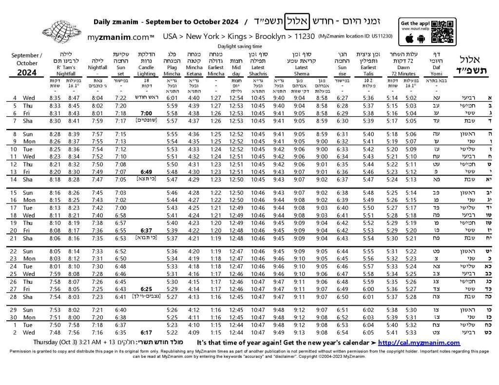 Create Your Own Zmanim Calendar - RAA Igud HaRabbonim